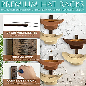 Izzy & Olives Cowboy Hat Rack for 6 hats | Hat Storage - Hang Separately or Combined | Collapsible Cowboy Hat Holder and Cowboy Hat Rack for Wall | Cowboy Hat Hanger with Hat Display Wall Mount