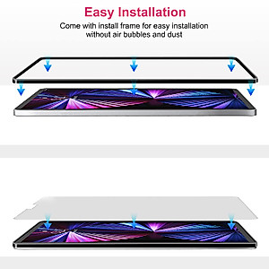 SMAPP [2+2 Pack] Tempered Glass Screen Protector Compatible with iPad Pro 11 inch 2020/2021 2nd/3rd Generation with Camera Lens Protector, HD Clear Easy Installation Apple Pencil/Face ID Compatible