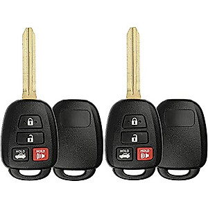 KeylessOption Keyless Entry Remote Uncut Car Blank Key Blade Case Fob Shell for Toyota Camry Scion HYQ12BDM (Pack of 2)