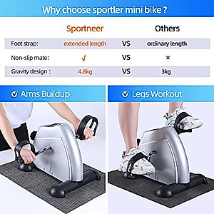 Under Desk Bike Pedal Exerciser, Mini Exercise Bike Portable Peddler Sitting for Seniors with LCD Display Sportneer Foot Cycle Arm & Leg Bike Pedals Exerciser with Anti-Skid Mat for Home Office
