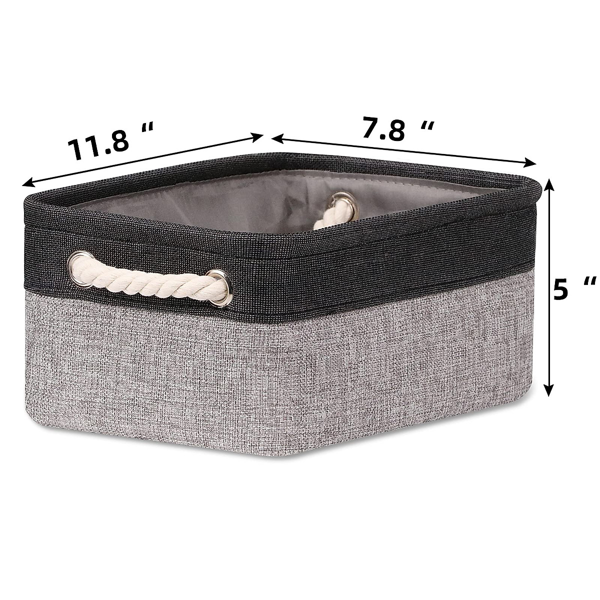 Bidtakay Baskets Set Fabric Storage Bins-Black&Grey Bundled Baskets of 2 Large Baskets 16" X 11.8" X 11.8" + 6 Small Baskets 11.8" X 7.8" X 5"