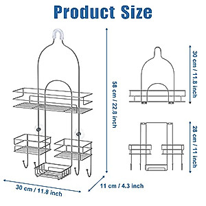 Shower Caddy Organizer, Hanging Shower Head Caddy, Shower Storage Rack, Bathroom Shower Shelf Organizer, Over Head Shower Caddy Rustproof with Hooks for Shampoo, Shower Gel, Soap, Towel, Sponge, Etc…