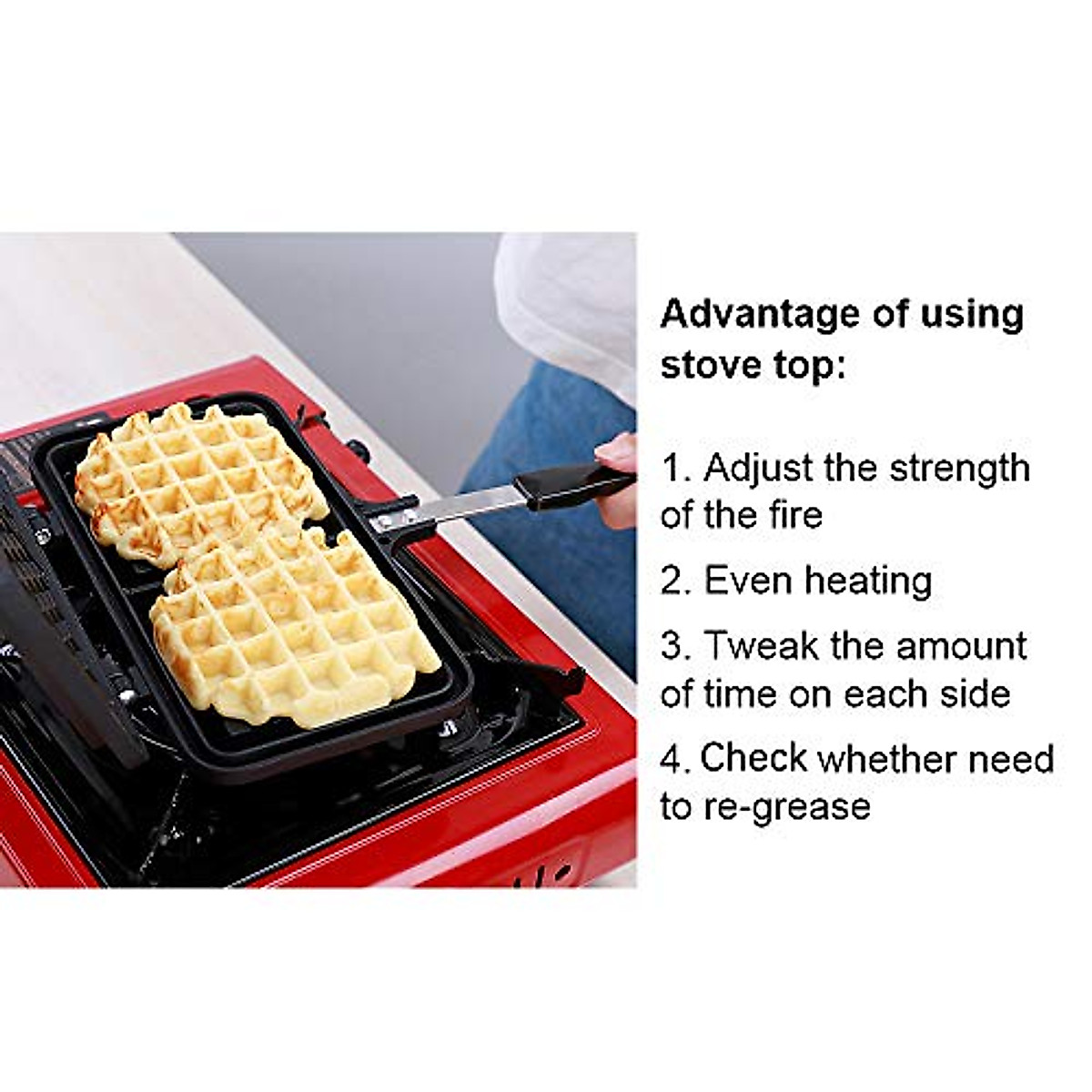 Baffect Non-stick Waffle with 5 Inches Easy Cleanup Surfaces, Portable Stove Top Aluminum Waffle Maker Pan Perfect for Family Breakfast Baking