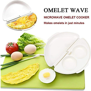 YYYFEI Easy Egg Breakfast Set,Microwaveable Microwave Omelet Pan and 2 Cavity Egg Poacher Set BPA Free Plastic Quick Egg Maker