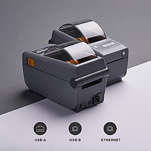 ZEBRA ZD410 Direct Thermal Only Desktop Printer - Ethernet, Bluetooth, USB and USB Host Connectivity, 2" Print Width, 203 DPI, 6 IPS, Monochrome Barcode Label Printer ZD41022-D01E00EZ JTTANDS