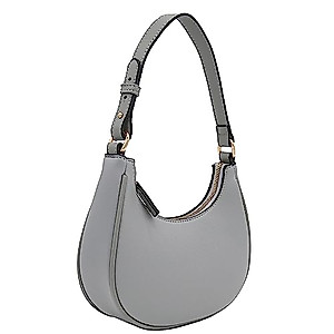 FashionPuzzle Small Crescent Shoulder Bag Underarm Purse (Light Grey)