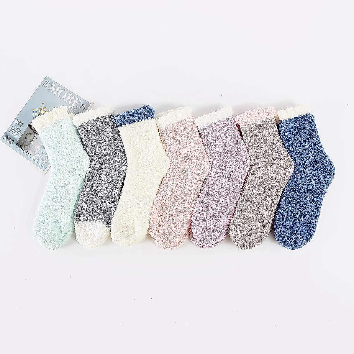 Zando Women's Fuzzy Socks Winter Warm Slipper Socks Super Soft Fluffy Socks Thick Microfiber Sleeping Sock Cozy Plush Socks for Girls 7/Patchwork One Size