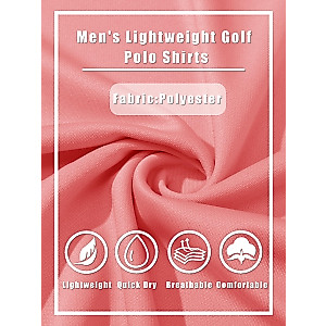TACVASEN Mens Golf Shirts Long Sleeve Mens Polo Shirts Athletic Polo Shirt for Men Dry Fit Long Polo for Men Quick Dry Polo Shirts for Men Grey Pink