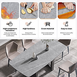 Voohek, 6-10 Kitchen Dining Table, with Artificial Marble Stone Top, Metal Leg, for Living Room, 6-8 People (No Chairs), Gray