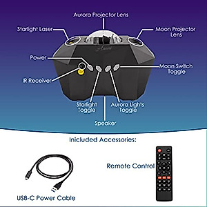 Aurora Lights Galaxy Projector, Star Projector Galaxy Light with Hi-Fi Bluetooth Speaker and Remote, Dimmable Northern Lights Aurora Projector, Enchanting Night Light for Kids and Adults