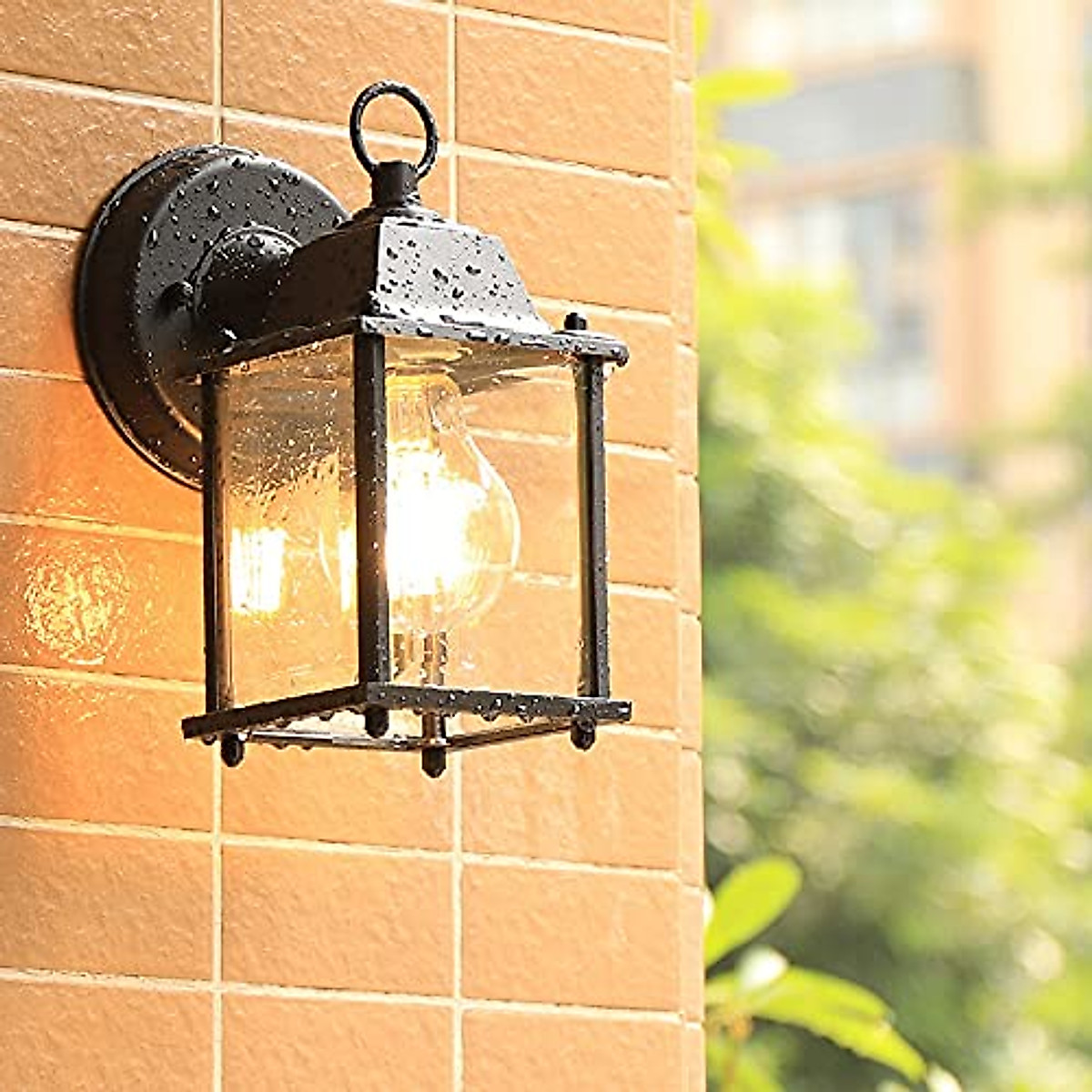 Modern Simplicity Sconce Wall Lamp Small Black Square Wall Lights Outdoor Waterproofing E27 Base Wall Lighting No Need to Assemble for Balcony Garden Courtyard Gate