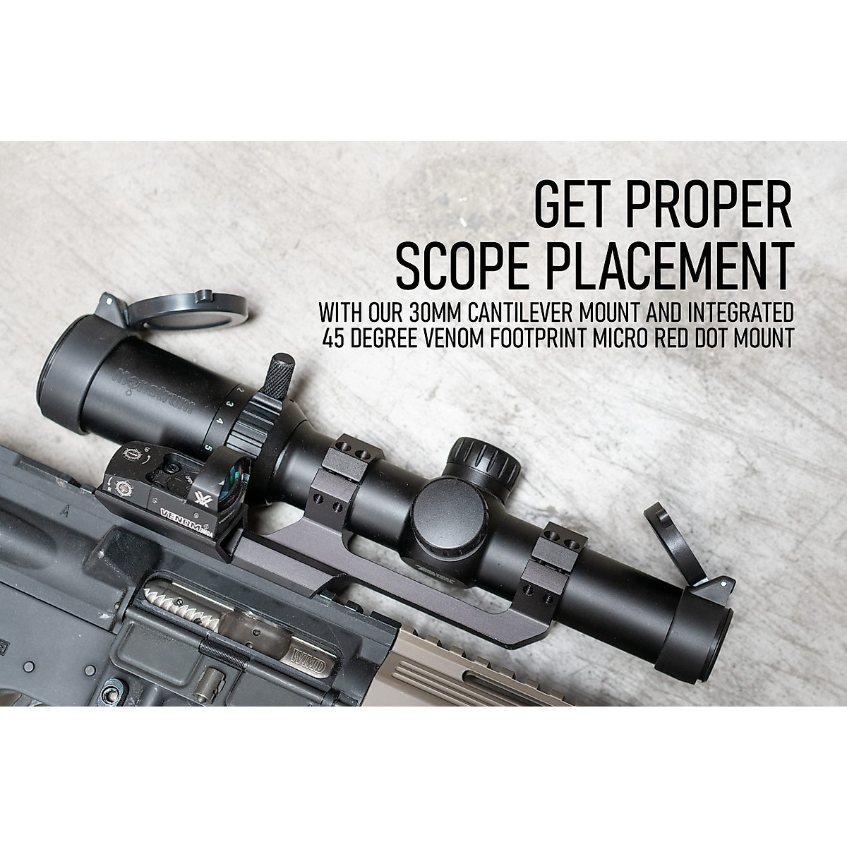 Monstrum 1-6x24 LPVO Rifle Scope with Offset Micro Red Dot Mount | Compatible with Vortex Venom/Viper/Fastfire/Docter Standard Red Dots
