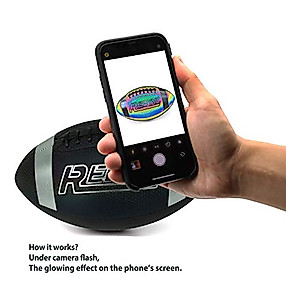 REBOIL Holographic Glowing Football–Light Up with Camera Flash–Advance Reflective Composite Leather - HoloHoops Gifts Toys for Outdoor Night Game–Official Size. (Size 7)