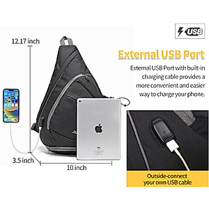 JIELV 3 in 1 Sling Bag,Crossbody Backpack Shoulder,Casual Daypack Multipurpose Rucksack with USB Port Outdoor Cycling Hiking Travel for Men Women(Light Blue)