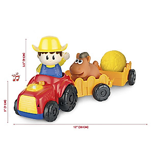 Tractor Toy with Farmer, Farm Animals and Wagons. Light Up Button Can Be Pressed for Animal Sounds and Melodies. Toddler Toys for a Farm Pretend Play for 18 + Month Old. Farm Toys for Baby Gifts