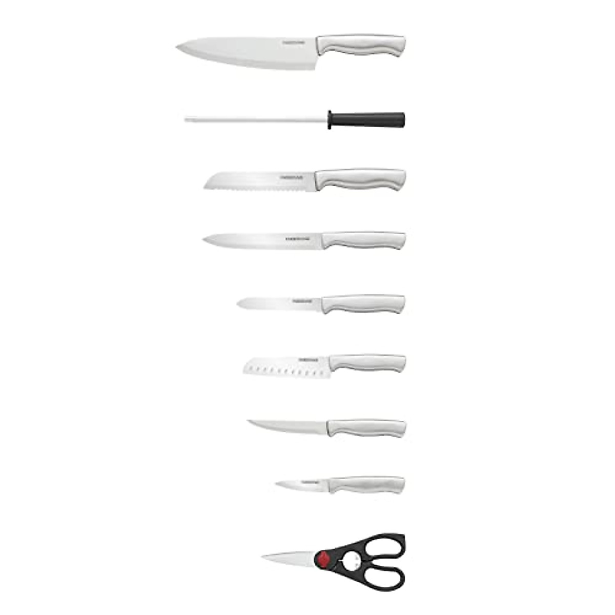 Farberware 15-Piece High-Carbon Stamped Stainless Steel Kitchen Knife Block Set with Steak Knives, Razor-Sharp Knife Set with Wood Block, Black