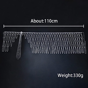 Chargances Sexy Layered Rhinestone Tassle Body Chains for Women Sparkly Crystal Waist Chain Dance Skirts Belly Chains Nightclub Accessories for Party Prom (Style 1)