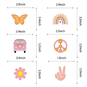 48Pcs Hippie Party Cupcake Toppers for Two Groovy Birthday Party Decorations Boho Rainbow Party Supplies