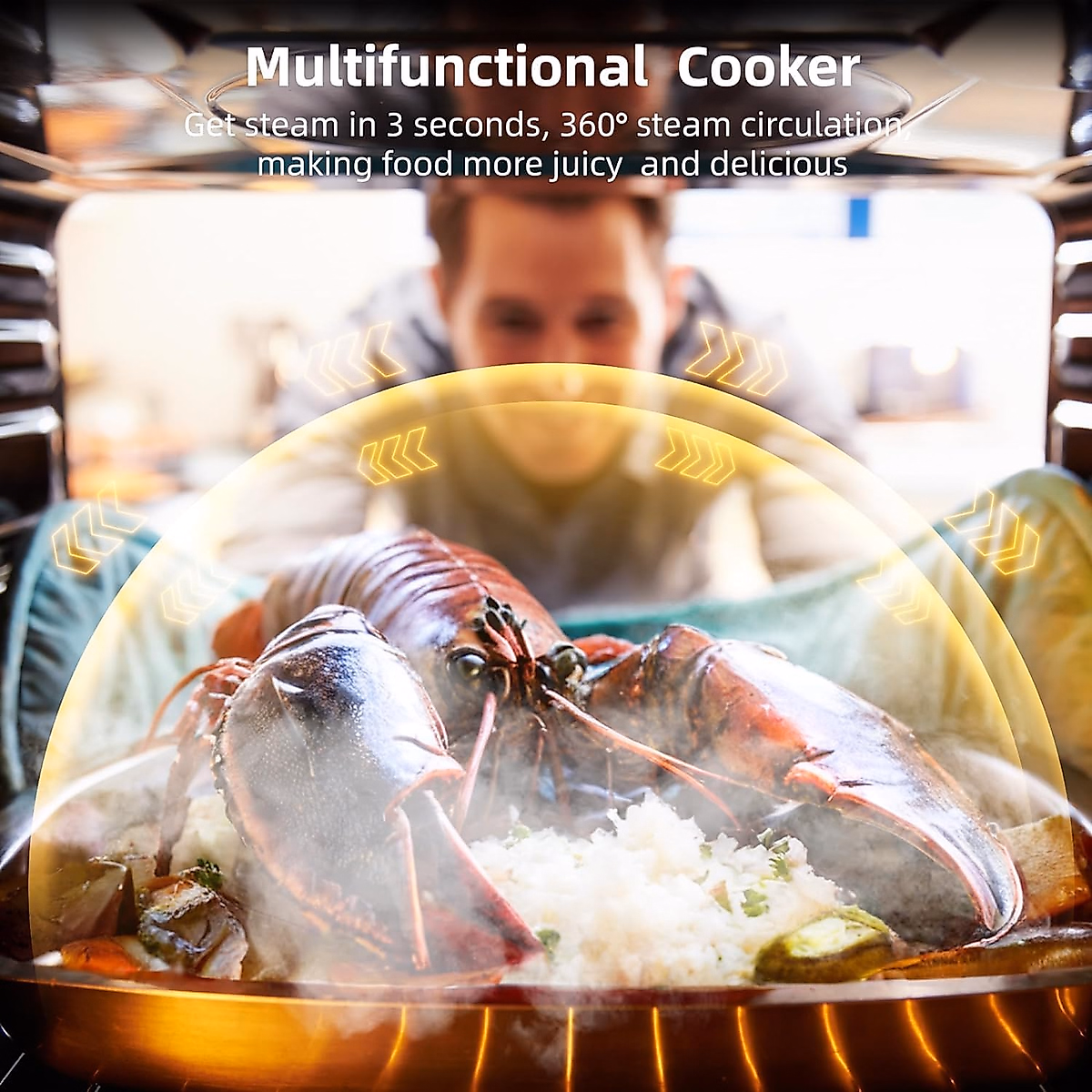 Single Wall Oven 24" Built-In Electric Ovens with 108 Smart Menus & 8 Cooking Modes, 2.5 Cu.Ft Convection Wall Oven, Led Touch Control, Air Fry Function, Stainless Steel, ETL Certified