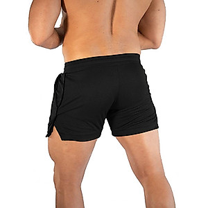 EVERWORTH Men's Athletic Shorts Gym Workout Short Shorts Casual Shorts Running Bodybuilding 5 Inch Inseam Shorts Black US S