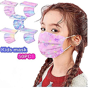 Xesakesi 50 Pack Kids Disposable Face Breathable Dust Filter Mouth Cover Masks with Elastic Ear Loop for Kids