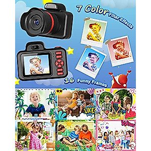 GREENKINDER Upgrade Kids Camera Christmas Birthday Gifts for Boys Girls Age 3-12, Children Digital Video Cameras with Flash, 2 Inch Screen Selfie Camcorder HD 1080P Video 32GB Black