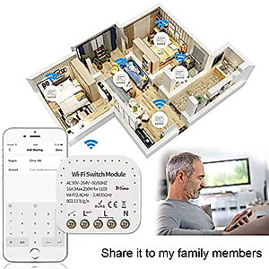 WiFi Momentary Inching Relay Self-Locking Switch Module, AC 90-264V WiFi Relay Switch Module eWelink APP Remote Control Switch Relay Module, Compatible with Alexa Echo Google Home