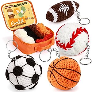 Crochetobe Crochet Kit for Beginners - 4 PCS Sports Balls Crochet, Complete Crochet Set includes Step-by-Step Instructions and Video Tutorials, Beginner Crochet Kit for Adults (Patent Product)