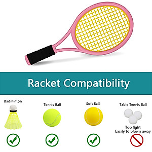 Crefotu Kid Tennis Racket Set for Toddler,Children,Sponge Handle, Includes 6 Badminton, 1 Tennis Ball, Bag and 2 Balls - Increase Children's Sports,Improve Tennis Skills