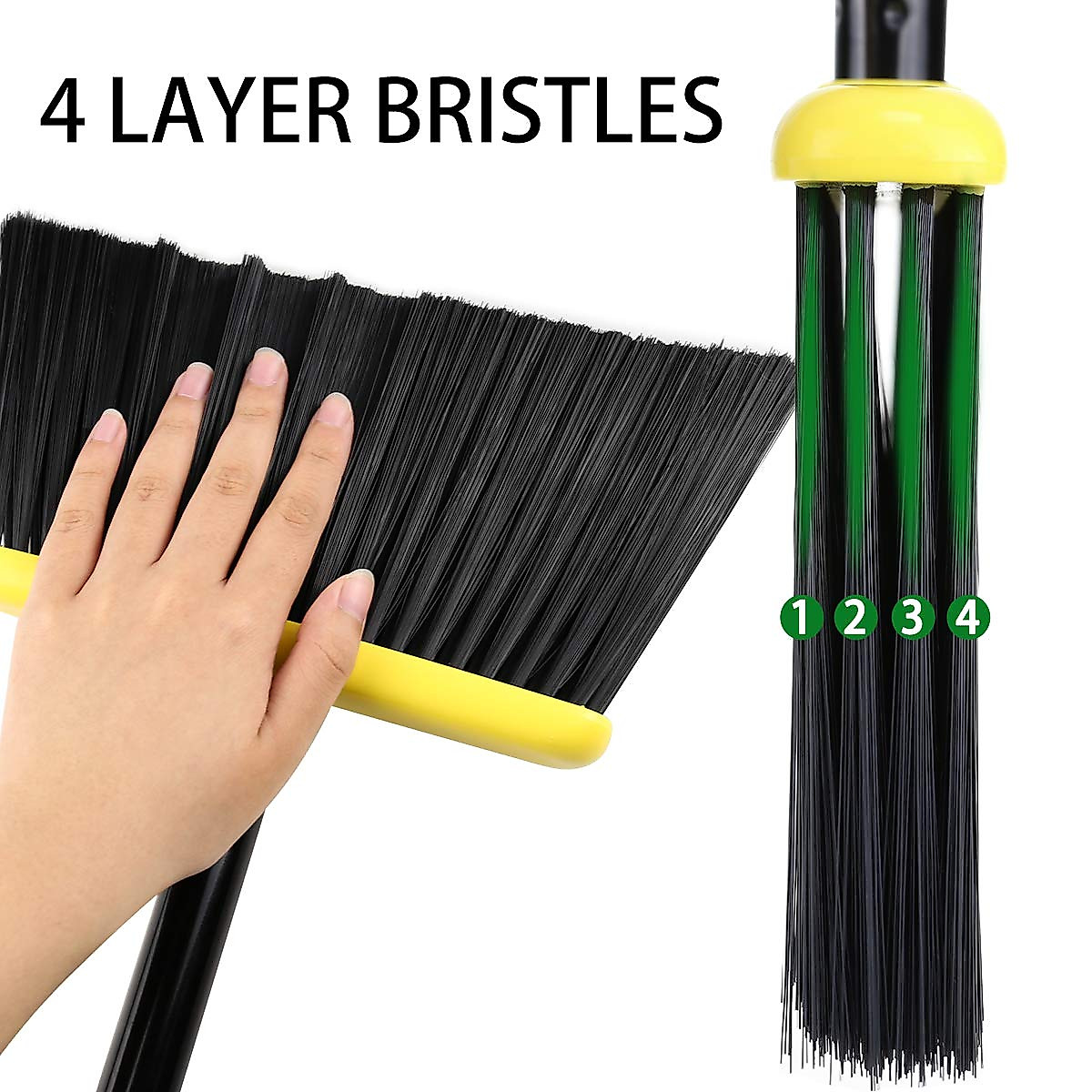 Broom and Dustpan Set,Indoor Broom with Dust pan Combo Set for Home,Angle Kitchen Broom for Floor Sweeping