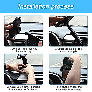 Phone Mount for Car, 360°Rotatable Car Phone Holder for Dashboard Windshield Air Vent, Compatible with iPhone 12/11/Pro, Samsung and More, Universal Cell Phone Holder with Clip and Suction Cup
