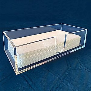 Sicily Guest Hand Towel Holder (5mm Acrylic) Multifold Paper Towel Dispenser (9.87”W x 4.75”D x 2.75”H) Hand Towel Napkin Holder for Bathroom and Kitchen Countertop - Bathroom Napkin Holder