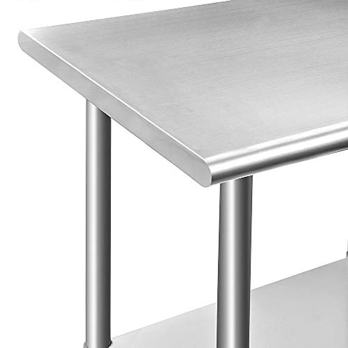 ROCKPOINT Stainless Steel Table for Prep & Work 30x24 Inches, NSF Metal Commercial Kitchen Table with Adjustable Under Shelf and Table Foot for Restaurant, Home and Hotel