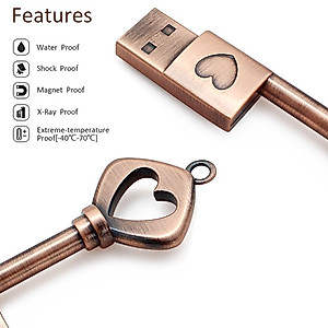 64GB USB 2.0 Flash Drive Metal Heart Key Ring Shape Waterproof Keychain USB Pen Drive Memory Stick Thumb Drives Pendrive