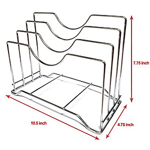 LENITH Cutting Board Rack Chopping Board Organizer Stand Holder Kitchen Countertop Pots Pan Lids Rack Organizer (Medium_Silver Color)