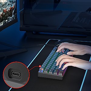 Ussixchare 65 Percent Mechanical Gaming Keyboard 68 Keys RGB Gaming Keyboard with Red Switch Wired Keyboard for Windows PS4/5 Xbox Gamers(68 Monster)