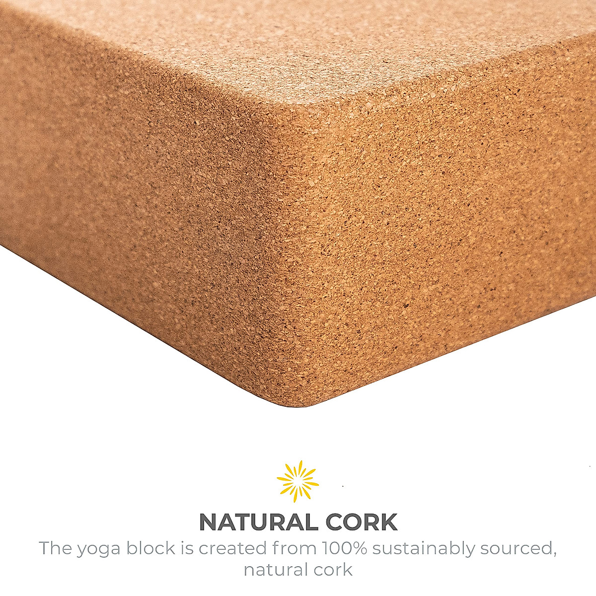 Sunshine Yoga 4" Cork Yoga Block, 6 Pack Bulk Yoga Blocks, Firm and Supportive Yoga Brick for Stretching, Pilates, and Workout, Balance Exercise Block for Schools and Studios, 4" x 6" x 9"