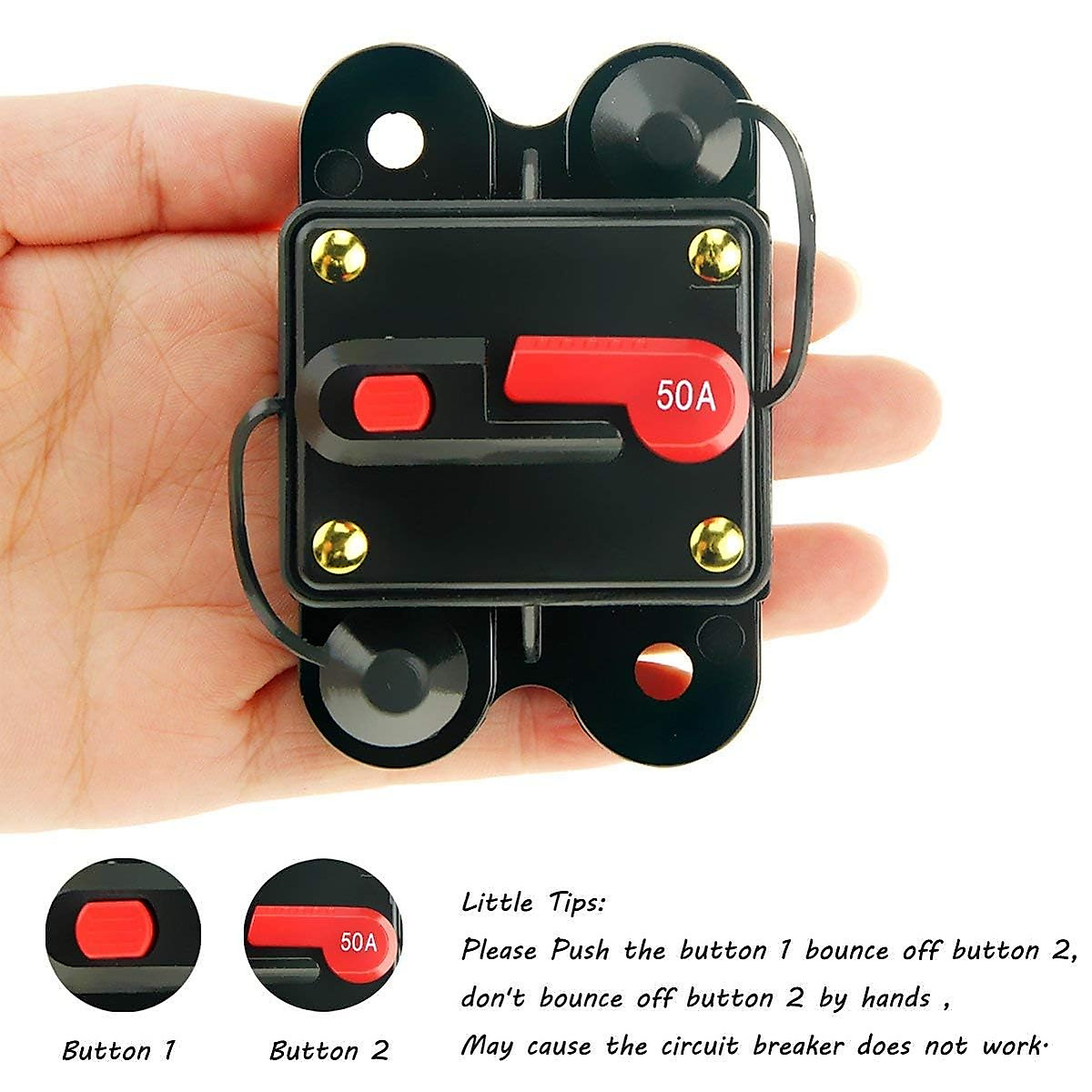 ANJOSHI Circuit Breaker 50amp 50A-300A with Manual Reset Home Solar System Fuse Holder for Car Audio and Amps Protection 12V-48V DC Reset Fuse Inverter Replace Fuses