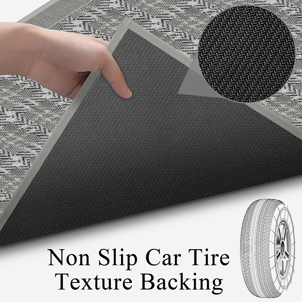 GOYLSER Rubber Kitchen Mats for Floor Non Skid - Absorbent Kitchen Carpet Jute Kitchen Rugs Rustic Hallway Rugs Kitchen Mat Kitchen Bath Mat - Grey Kitchen Mats Runner Rugs Mats for Standing Mat