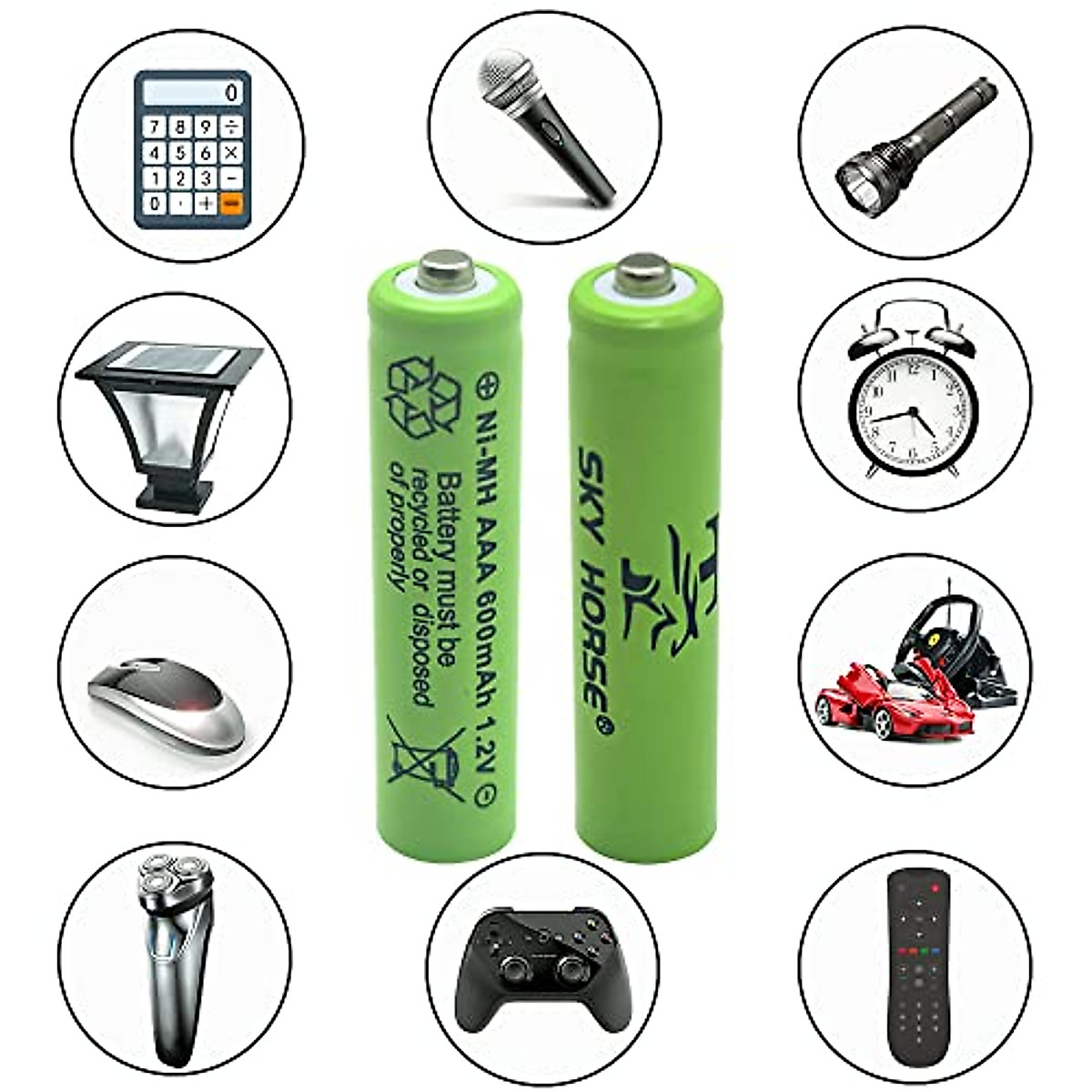 SKY HORSE AAA Rechargeable Battery Ni-MH 1.2V 600mAh for Garden Light, Solar Light,Toys, Remote Control, Mouse(8)