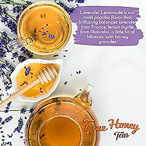 True Honey Lavender Lemonade Tea Bags - Tranquil Tea for Sleep, Stress Relief and Calm - All Natural Organic Chamomile Herbal Caffeine-Free Blended with Honey Crystals - 24 Count