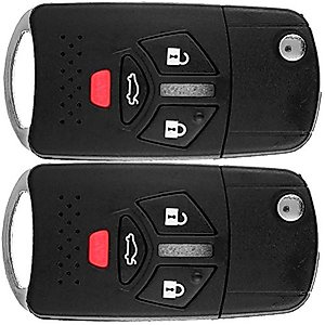 ANGLEWIDE Car Key Fob Keyless Entry Remote SHELL CASE Replacement for 08-12 for Mitsubishi Eclipse Galant Lancer (FCC 6370A477) 4 Buttons 2pad