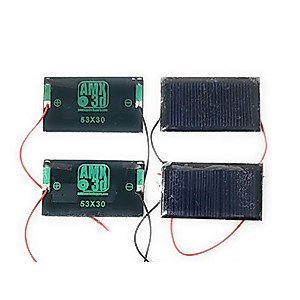 AMX3d AMX Solar 5V 30mA 53X30mm Micro Mini Power Solar Cells for Solar Panels with Wires- DIY Projects - Toys - Solar Charge 3.6v 4 Pcs