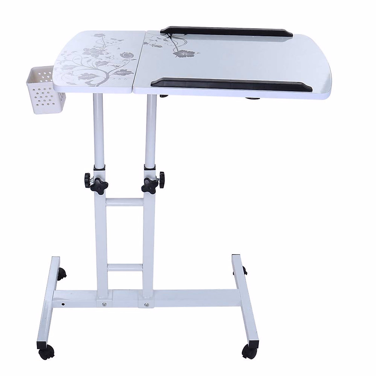 Household Computer Task Desk Office Table,Can Be Folded and Adjusted Angle,Adjustable Height,Locking Casters,2 Pieces of Separate Tabletop(Ship from US!)