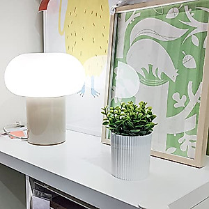 Bathroom Canister, Bathroom Storage Organizer For Cotton Ball, Bath Salts, Cotton Rounds,Floss Picks, Hair Clips, Apothecary Jars For Vanity Makeup Organizer, Cute Artificial Plants Design As Perfect Bathroom Decoration & Accessories (White)