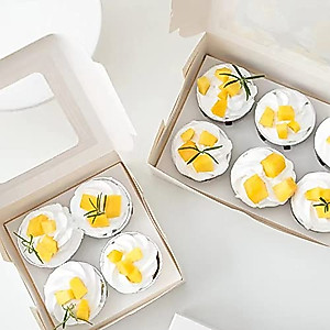 MonYouGe 30-Set Cupcake Boxes Bulk with Clear Display Window Hold 6 Standard Cupcakes, Disposable Food Grade White Cupcake Carrier Cupcake Container, Perfect for Cupcakes Muffins Cookies Pastries