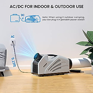 EENOUR QN650 Portable Air Conditioners, Home AC Cooling Unit 2350 BTU, 24V DC & 100-240V AC, 3 Fan Speeds, LCD Display, 59~86 °F for Camping Tent, Room, Car and RV