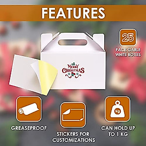 Lavender Roses 25 Pack White Gable Boxes Party Favor Paper Gift Box, 7x4x4 In for Gift Giving and Baked Goods with Printable Stickers