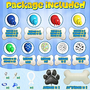 Amandir 155pcs Paw Balloons Garland Arch Kit, Dog Bone Paw Print Foil Balloons Red Yellow Blue Green Paw Balloon for Puppy Paw Themed Boy Birthday Party Decorations Supplies
