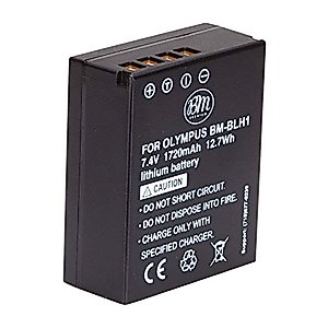 BM Premium Fully Decoded BL-H1 Battery for Olympus OM-D E-M1 Mark II, OM-D E-M1 Mark III, OM-D E-M1X, BCH-1, HLD-9 Cameras